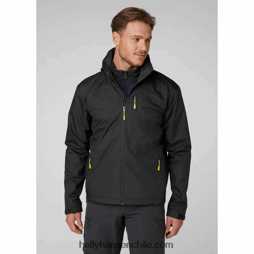8J8VT815 chaqueta náutica con capucha para hombre Helly-Hansen negro ...